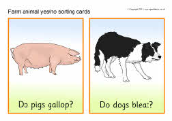 Farm animal yes/no sorting cards (SB5091) - SparkleBox