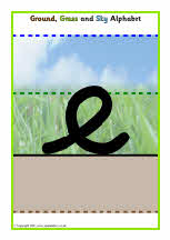Ground, grass and sky alphabet posters - cursive (SB5110) - SparkleBox