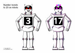 Number bonds to 20 on robots (SB5118) - SparkleBox