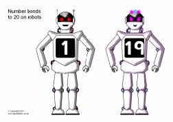 Number bonds to 20 on robots (SB5118) - SparkleBox