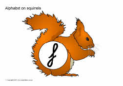 Alphabet on red squirrels - cursive (SB5140) - SparkleBox