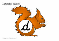 Alphabet on red squirrels - cursive (SB5140) - SparkleBox