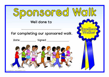 Sponsored walk certificates (SB5230) - SparkleBox