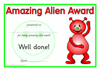 Alien award certificates (SB5315) - SparkleBox