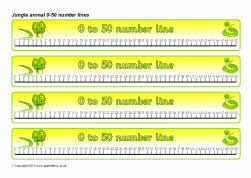 Jungle animals 0-50 number lines (SB5334) - SparkleBox
