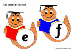 Alphabet on bookworms (SB5369) - SparkleBox