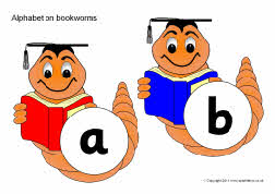 Alphabet on bookworms (SB5369) - SparkleBox