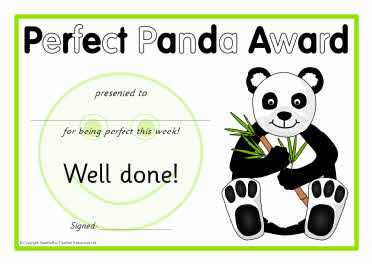Panda award certificates (SB5371) - SparkleBox