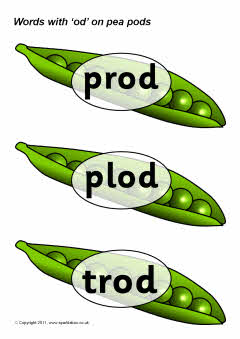 Words with ‘od’ rime on pea pods (SB5432) - SparkleBox