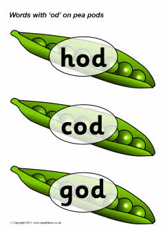 Words with ‘od’ rime on pea pods (SB5432) - SparkleBox