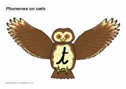 Phonemes on owls - cursive (SB5445) - SparkleBox