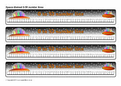 Space-themed 0-50 number lines (SB5459) - SparkleBox