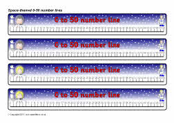 Space-themed 0-50 number lines (SB5459) - SparkleBox