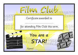 Film Club certificates (SB5495) - SparkleBox