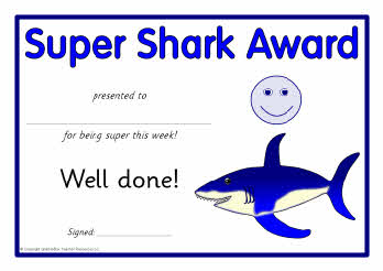 Shark award certificates (SB5604) - SparkleBox