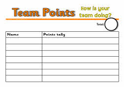 Editable team points wall charts (SB5657) - SparkleBox