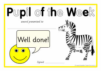 Zebra award certificate (SB5681) - SparkleBox