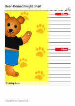 Teddy bear-themed children’s height chart (SB5782) - SparkleBox