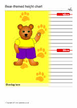 Teddy bear-themed children’s height chart (SB5782) - SparkleBox