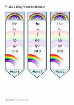 Phase 2 tricky words on bookmarks (SB5807) - SparkleBox