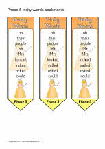 Phase 5 tricky words on bookmarks (SB5823) - SparkleBox