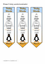 Phase 5 tricky words on bookmarks (SB5823) - SparkleBox