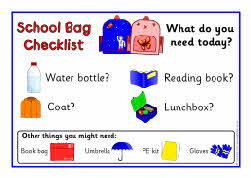School bag checklist posters (SB5830) - SparkleBox