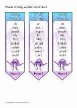 Phase 5 tricky words on bookmarks (SB5823) - SparkleBox