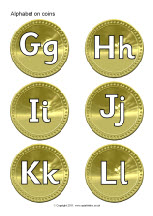 Alphabet on gold coins - uppercase with lowercase (SB5900) - SparkleBox
