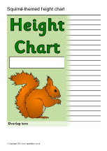 Red squirrel-themed children’s height chart (SB5891) - SparkleBox