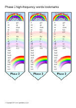 Phase 2 high-frequency words on bookmarks (SB5896) - SparkleBox