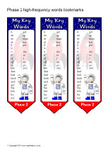 Phase 2 high-frequency words on bookmarks (SB5896) - SparkleBox