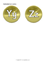 Alphabet on gold coins - uppercase with lowercase (SB5900) - SparkleBox