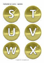 Alphabet on gold coins - capitals (SB5901) - SparkleBox
