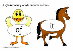 100 high-frequency words on farm animals (SB5960) - SparkleBox
