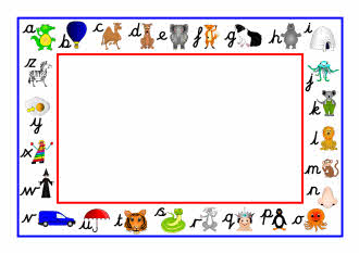 Alphabet picture A4 page borders - cursive (SB6062) - SparkleBox