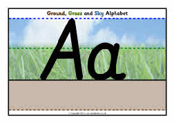 Ground, grass and sky alphabet posters - uppercase with lowercase ...
