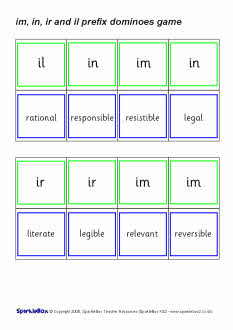 im, in, ir and il prefix dominoes (SB6263) - SparkleBox