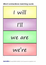 Word contractions matching cards (SB6300) - SparkleBox