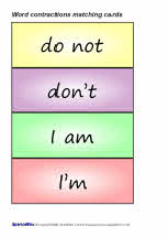 Word contractions matching cards (SB6300) - SparkleBox