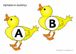 Alphabet on ducklings - capitals (SB6302) - SparkleBox
