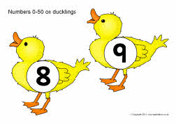 Numbers 0-50 on ducklings (SB6338) - SparkleBox