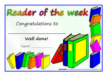 Reader, writer and speller of the week certificates (SB6352) - SparkleBox