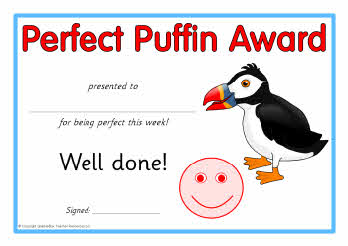 Puffin award certificates (SB6381) - SparkleBox