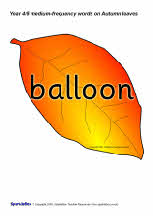 Year 4/5 medium-frequency words on Autumn leaves (SB6389) - SparkleBox