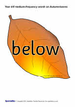 Year 4/5 medium-frequency words on Autumn leaves (SB6389) - SparkleBox
