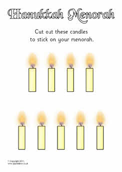 Hanukkah menorah colour and cut-out template (SB6474) - SparkleBox
