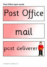Post Office topic word cards (SB6479) - SparkleBox