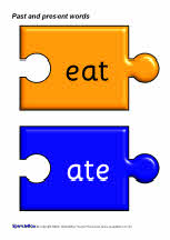 Past and present tense verbs on jigsaw pieces (SB6514) - SparkleBox