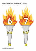 Numbers 0-50 on Olympic torches (SB6727) - SparkleBox